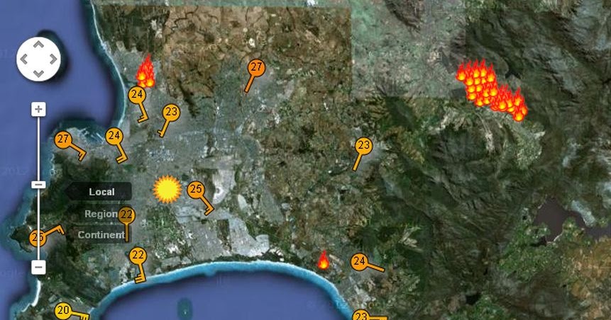 SA Weather and Disaster Observation Service: WunderMap of the Fires ...