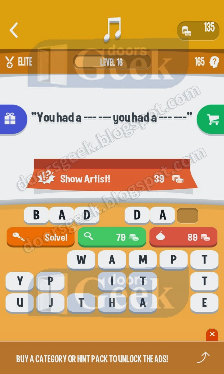 Song Quiz [Elite] Level 16 Answer ~ Doors Geek