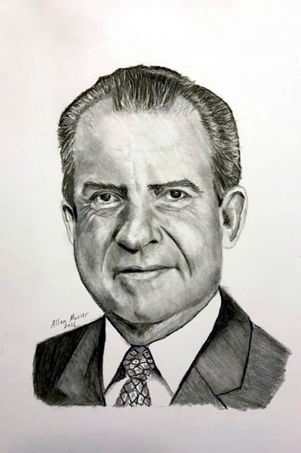 Allan's Art in Arlington: President Nixon pencil portrait