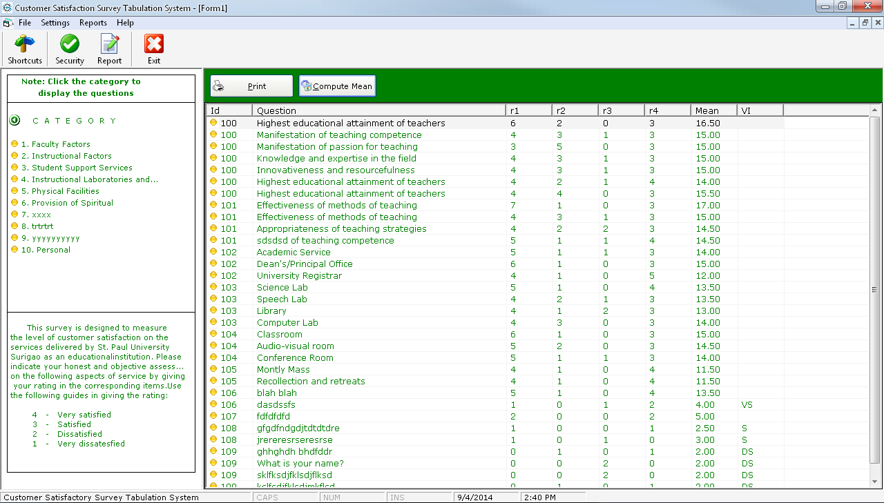 Customer Satisfaction Survey Tabulation System - Eraser Software Solution