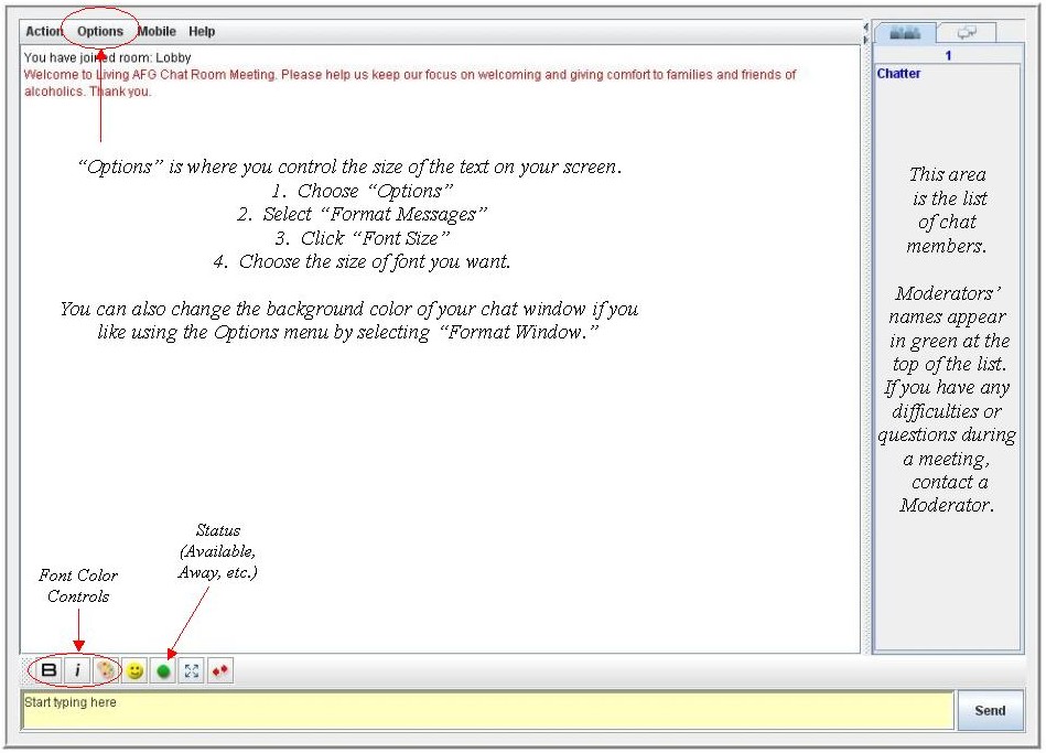 Living AFG: Chat Room Instructions