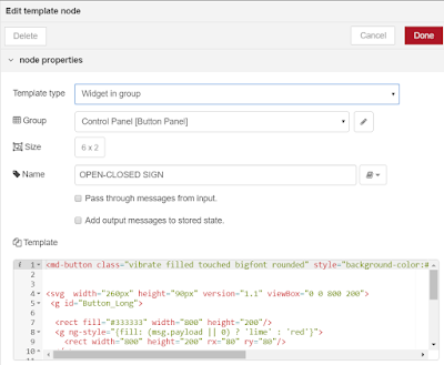 Learning Node-RED: Node-RED Dashboard - Button versus Template node