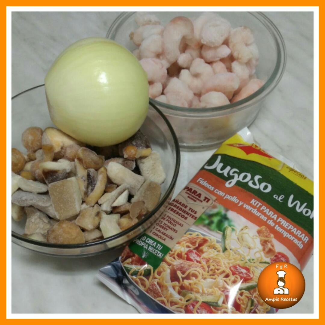 Jugoso Al Wok Con Gambas Y Setas ~ Fácil Y Rico Ampis Recetas