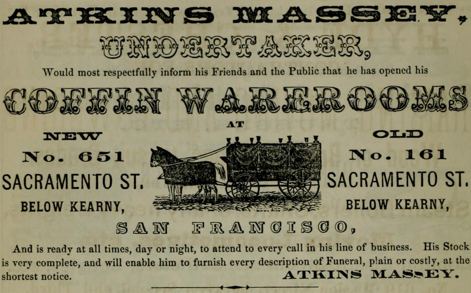 Vintage Ephemera: Advertisement, Undertaker, 1867