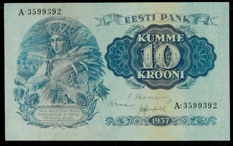 Estonia 10 Estonian Krooni banknote of 1937|World Banknotes & Coins ...