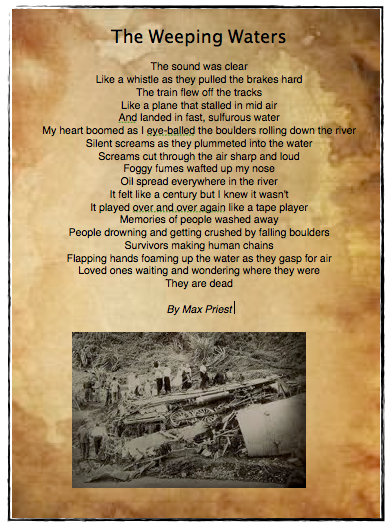 Mangorei Student Blog 2013: Tangiwai poems...