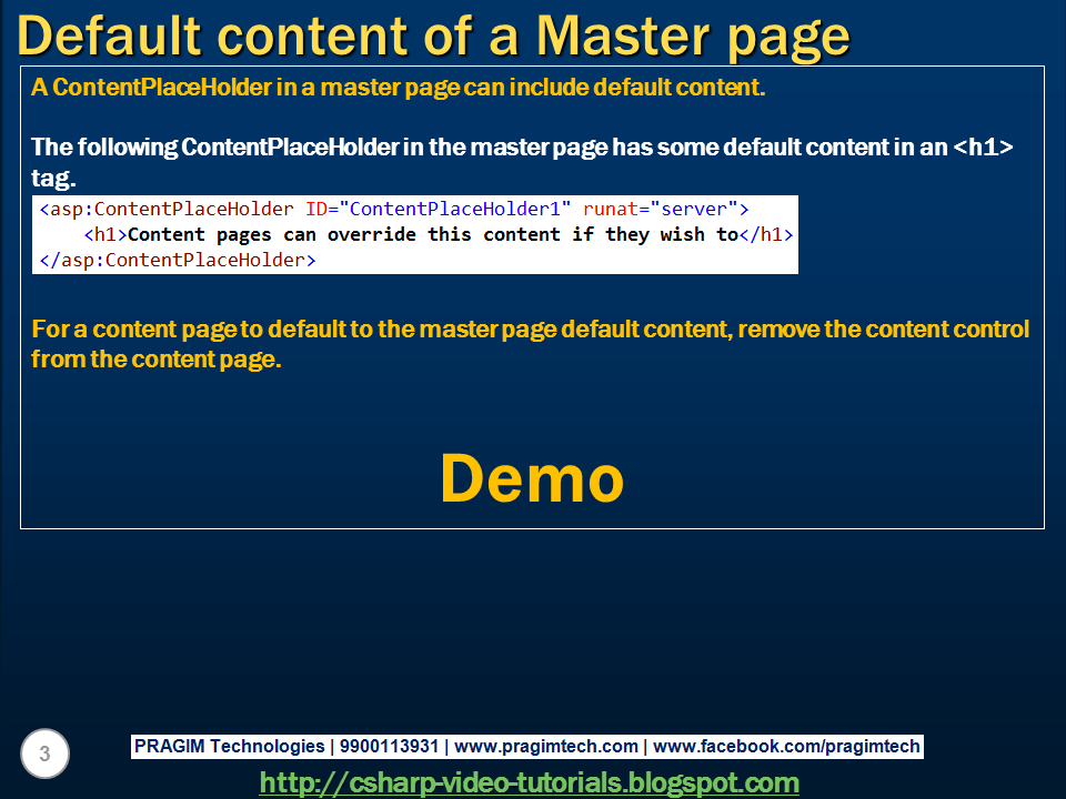 Sql server, .net and c# video tutorial: Part 150 - Default content in ...