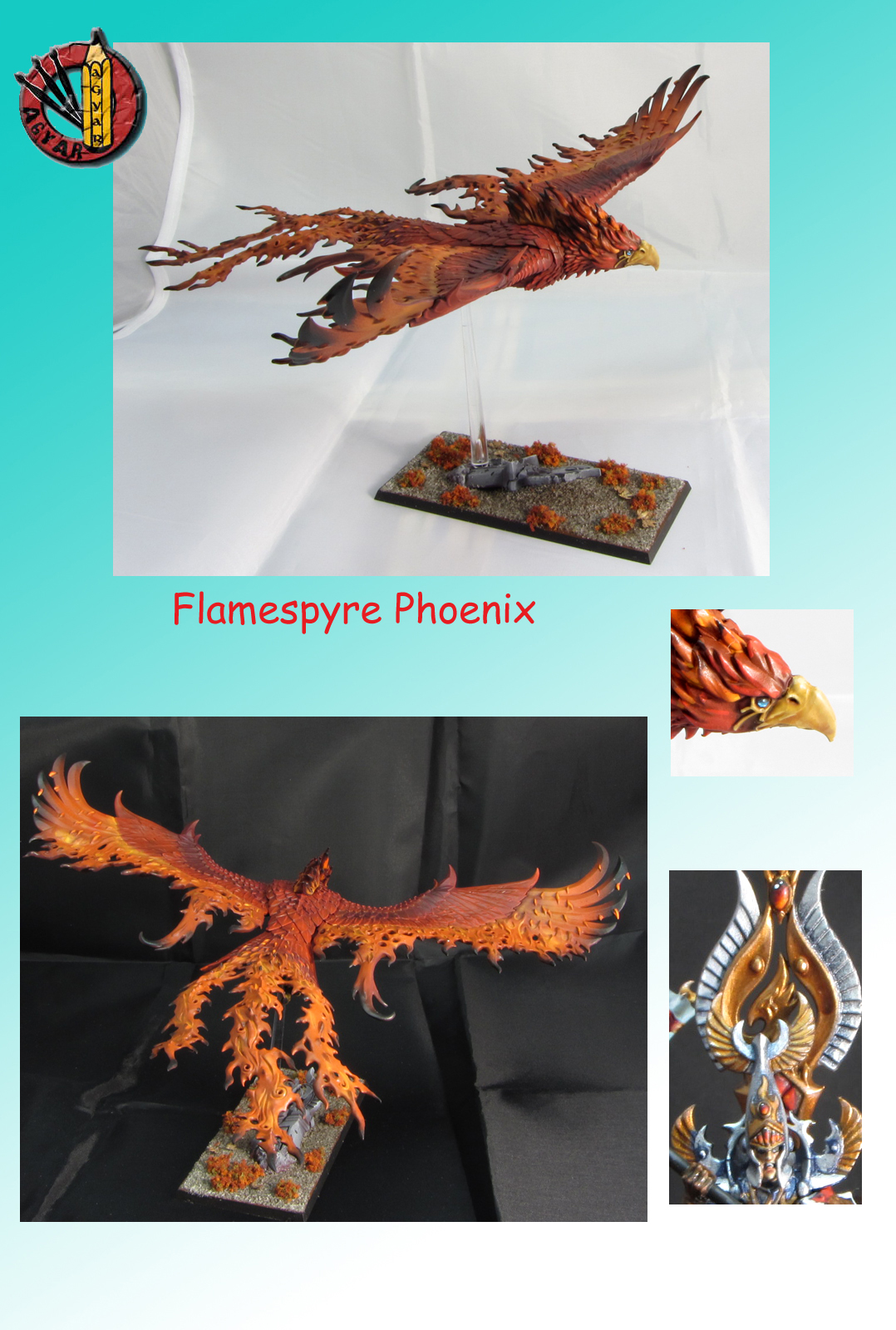 Agyar Studio: FlameSpyre Phoenix painted on sale/ Fenix pico llameante en venta