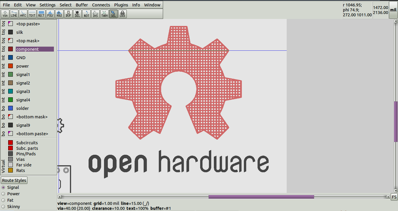blog de VK5HSE: PolyHatch command for cross hatching polygons in pcb-rnd