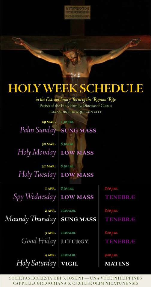 RORATE CÆLI: Events: Holy Week Schedules (constantly updated ...