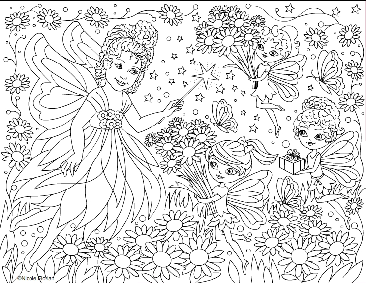 Nicole's Free Coloring Pages: FAIRY FLOWERS * ZANA FLORILOR * Coloring page