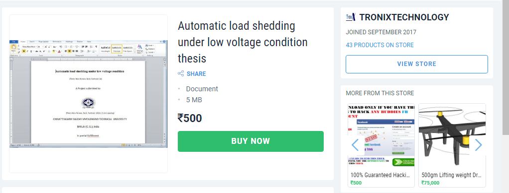 TRONIX TECHNOLOGY: ELECTRICAL PROJECTS ABSTRACT/THESIS FILE