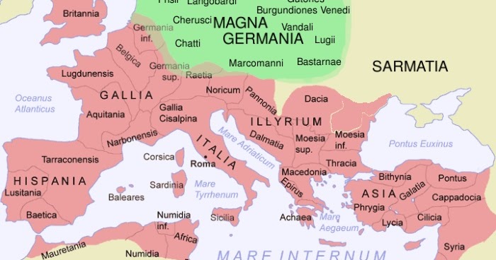 Map of Magna Germania and Roman Empire
