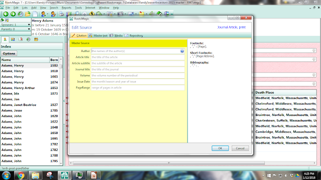 Genea-Musings: Creating Source Citations in RootsMagic 7 - Post 1: New Master Source