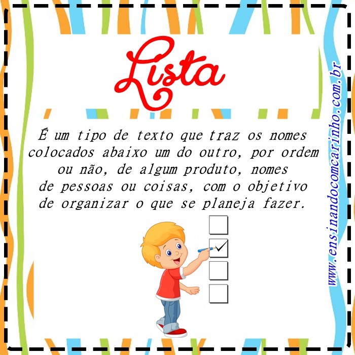 Cartazes lúdicos dos gêneros textuais com suas definições