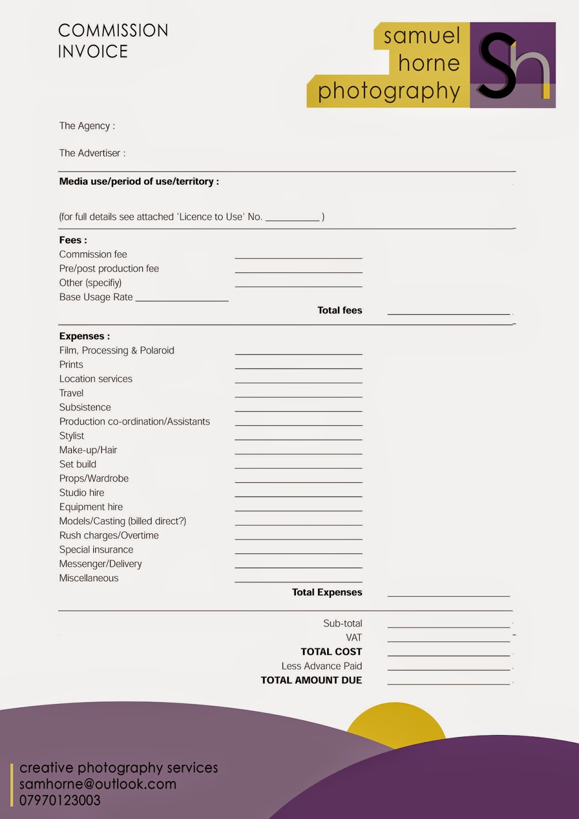 Commission Invoice Template