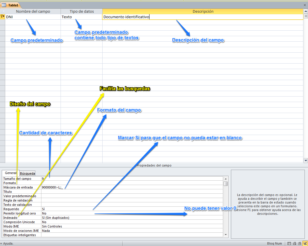 Informatizate: Tipos de campos access