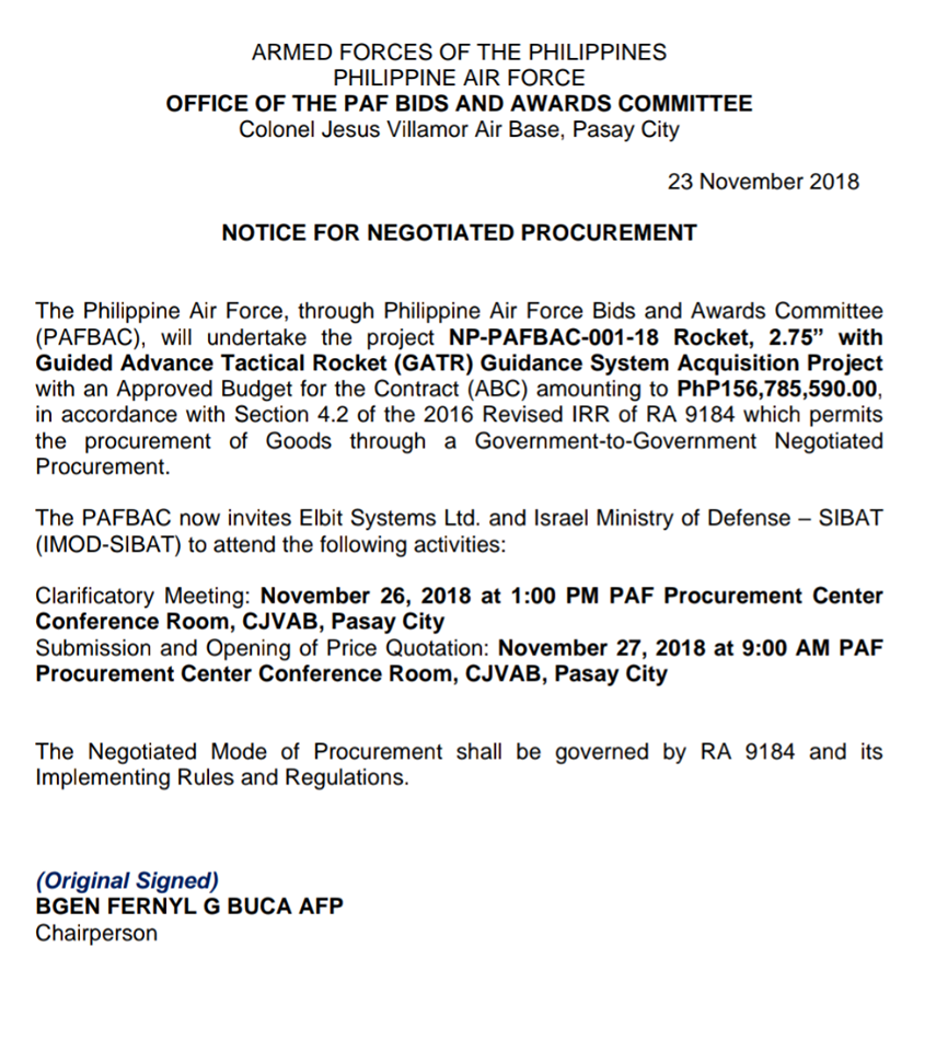 DEFENSE STUDIES: PAF Wants Guided Advanced Tactical Rocket