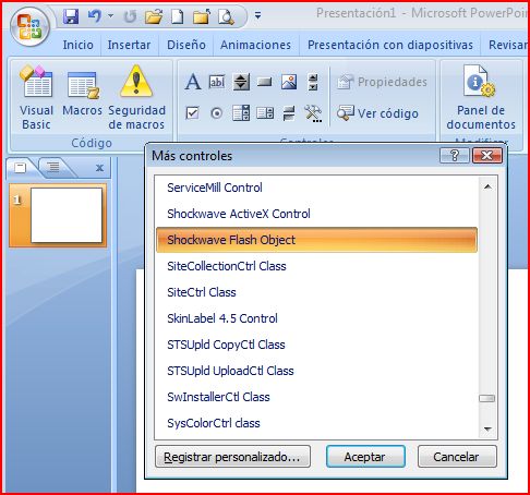 Menus de Power Point