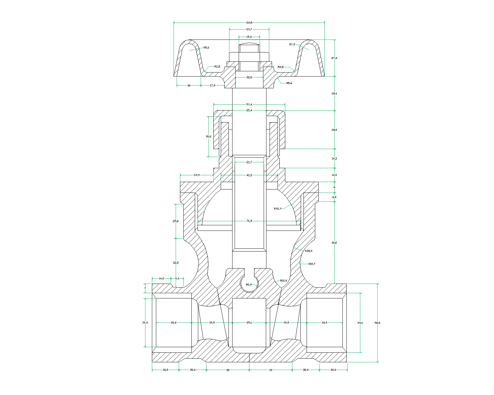 Dibujos AutoCAD 2012: TALLER 12: VÁLVULA DE COMPUERTA ACOTADA