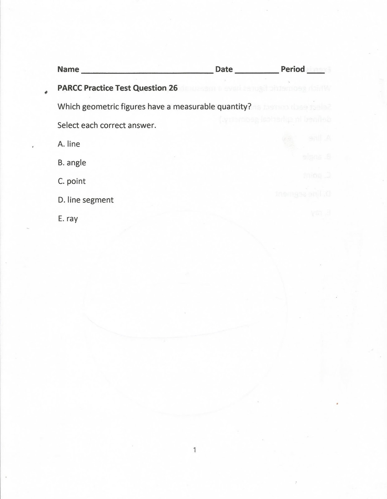 Geometry, Common Core Style: PARCC Practice Test Question 26 (Day 169)