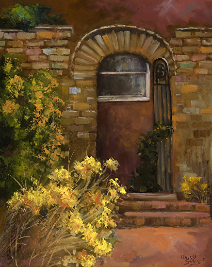 Lunell Gilley Fine Art: "Chimayo" Spanish Building, Oil Landscape ...
