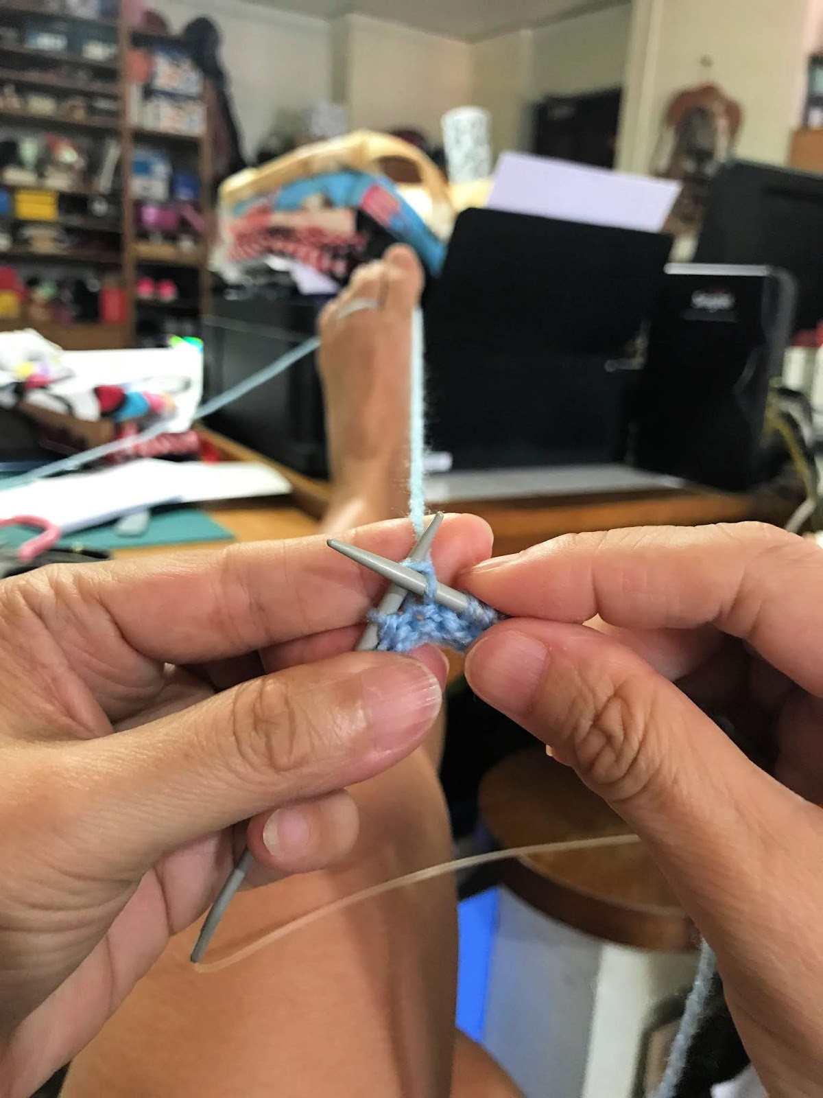 Knitting - Holding Yarn With Your Toes, Continental Style | Projects by ...