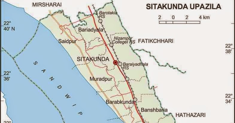 Sitakunda Upazila Map, Chittagong District, Bangladesh