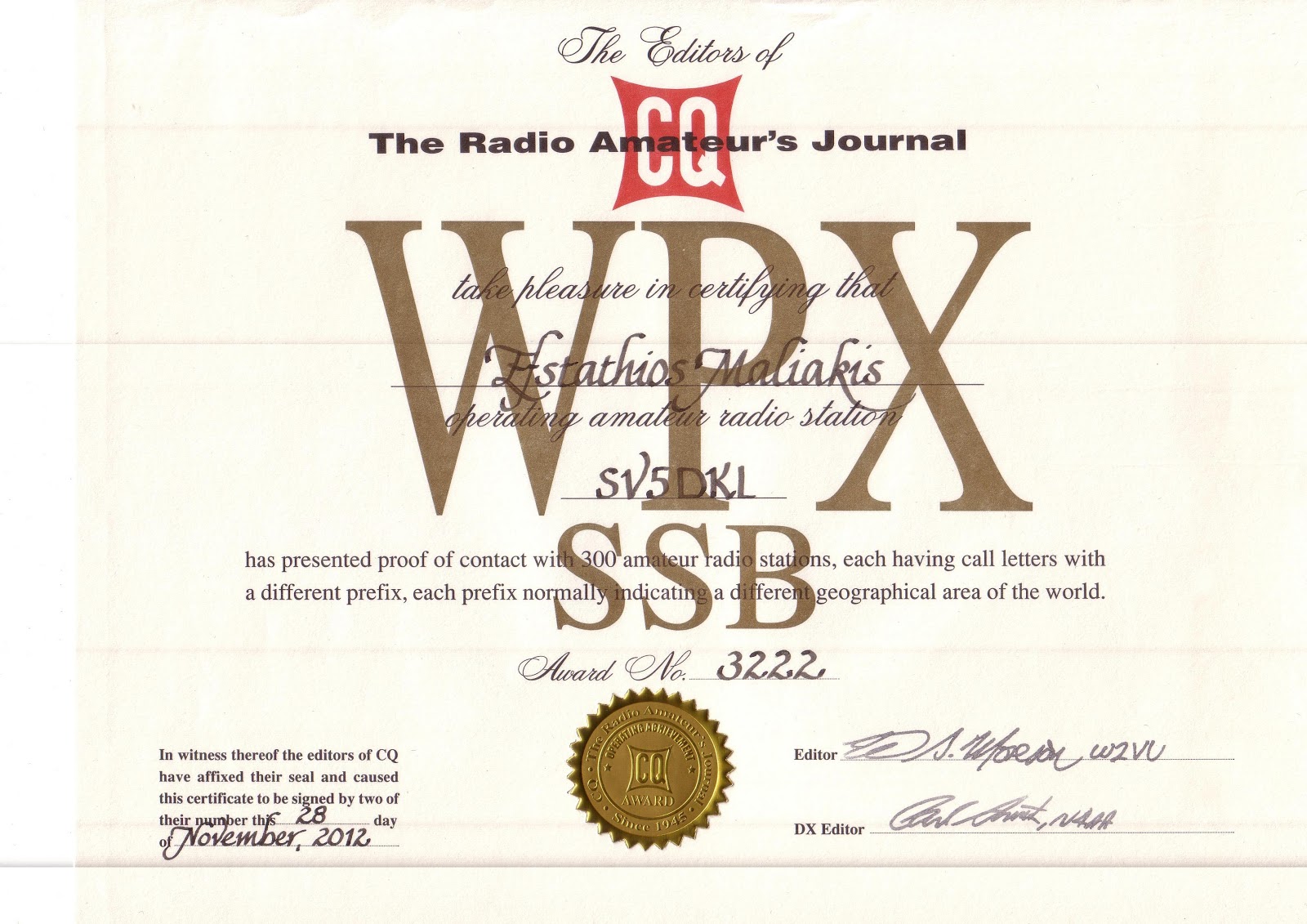 SV5DKL Amateur Radio Blog: WPX Awards arrived ... Neckar Diplom and SP ...