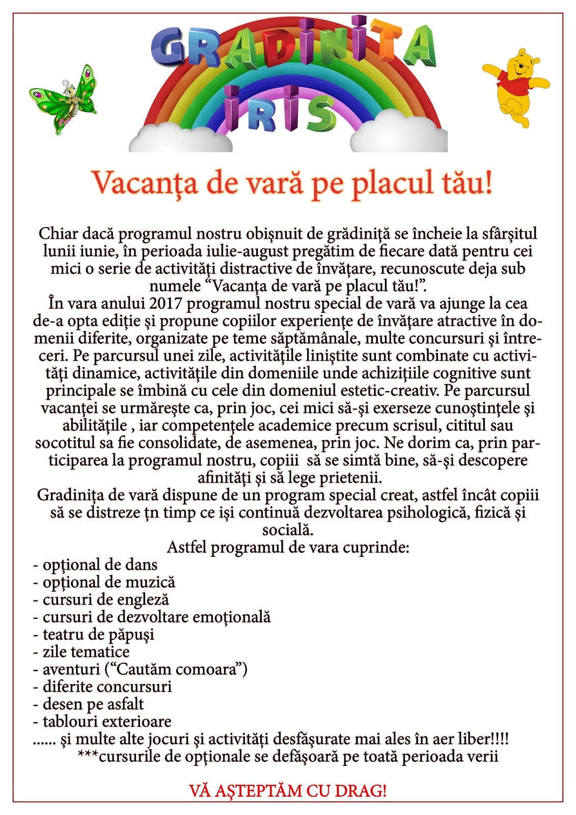 Grădiniţa Iris: Activitati vacanta de vara