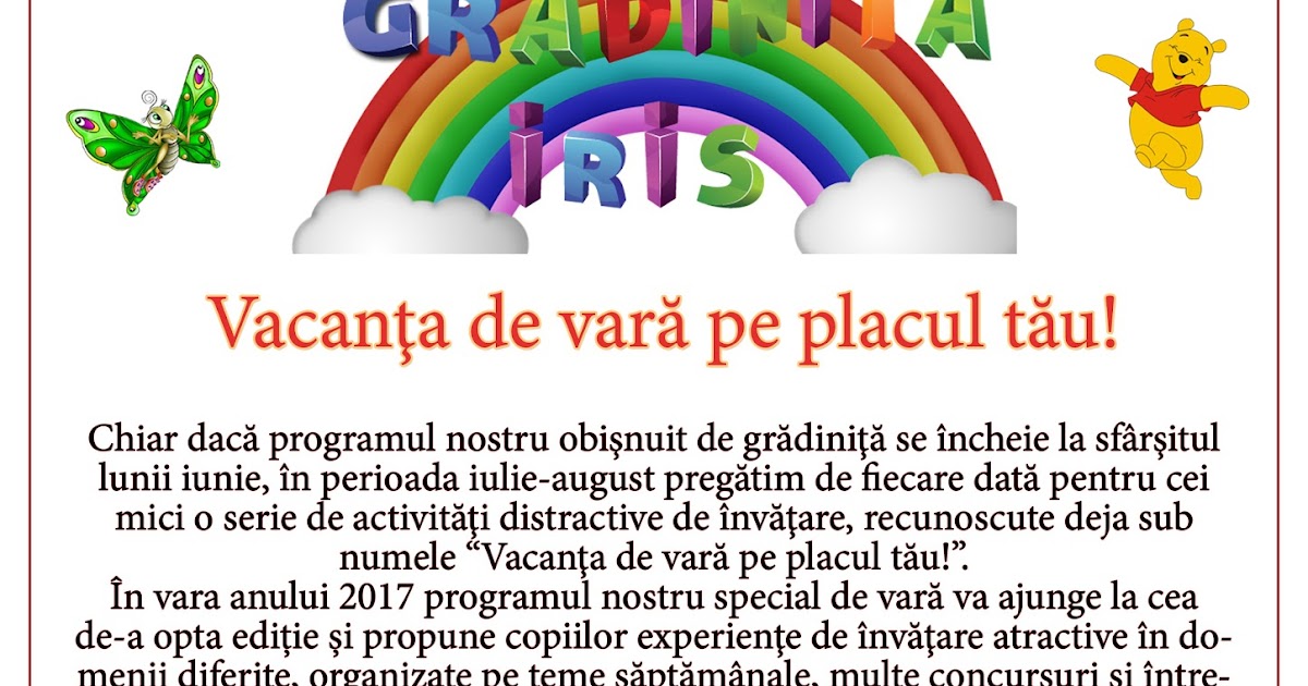 Grădiniţa Iris: Activitati vacanta de vara