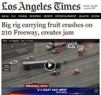 All That Spam: Big Rig Carrying Fruit Crashes On 210 Freeway, Creates Jam