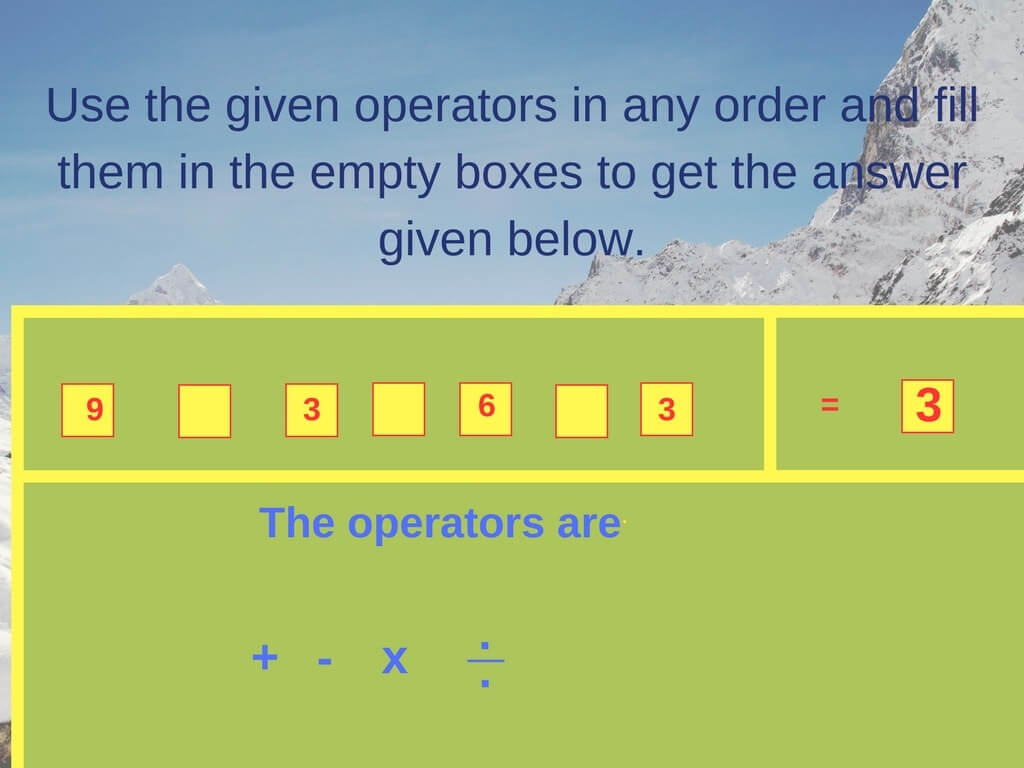 Easy Mathematical Equations with Operators Brain Teasers-Fun With Puzzles