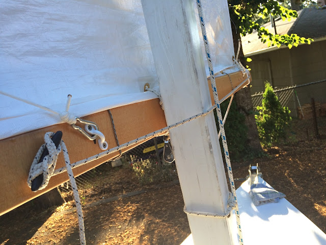 Michalak Robbsboat build: Rigging details at this point.