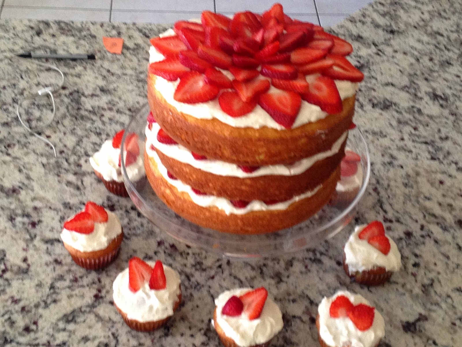 Charming Chaos : Strawberry cream cheese three layer cake EASY