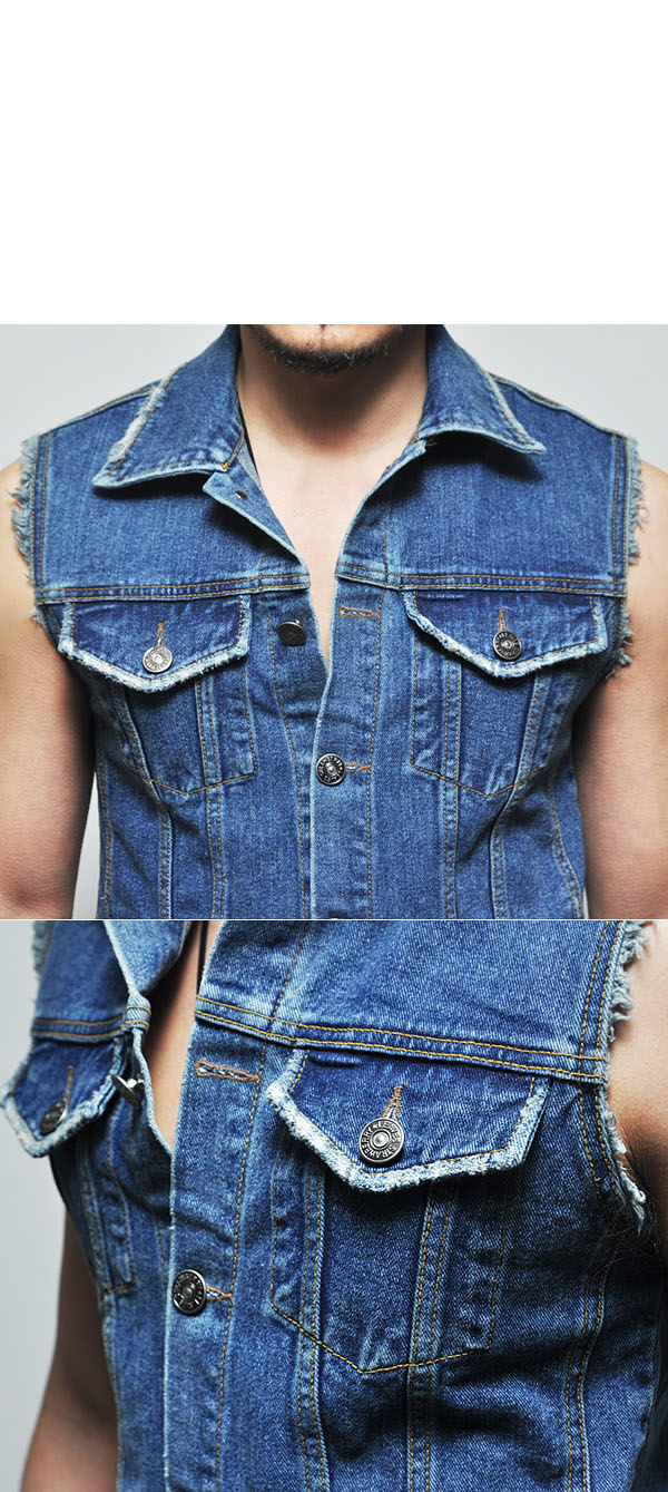 Mens Must-have Slim Masculine Edge Cutoff Denim-Vest 78 by guylook ...
