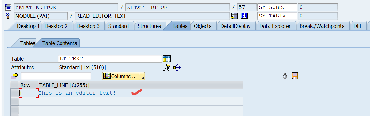 TECHSAP : Creating a text editor in using class - CL_GUI_TEXTEDIT and reading the Text