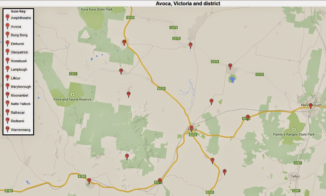 Avoca during World War 1: Map
