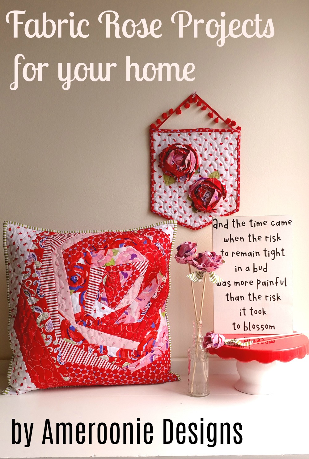 Fabric Rose Projects to make for your home - Ameroonie Designs