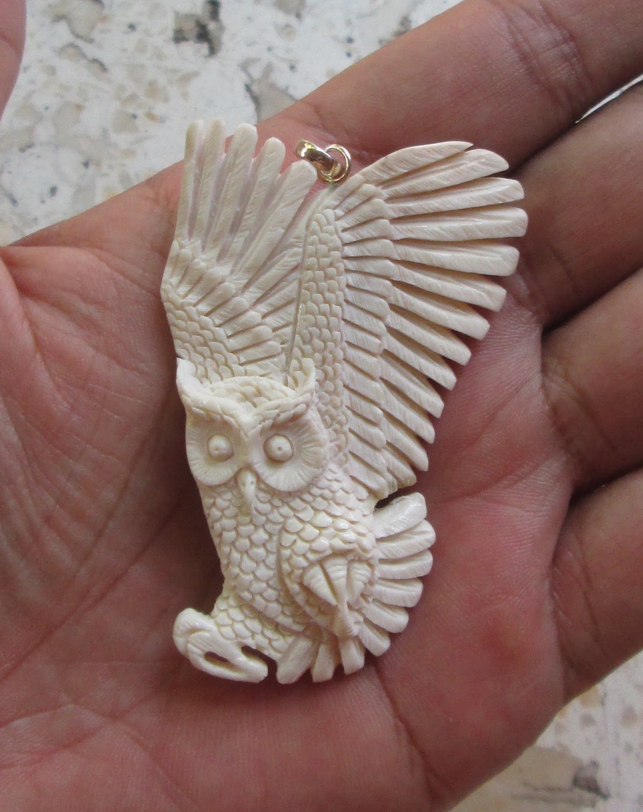 Owl Carved Bone Pendants - Bone Pendants | Bone Carving | Carved Bone