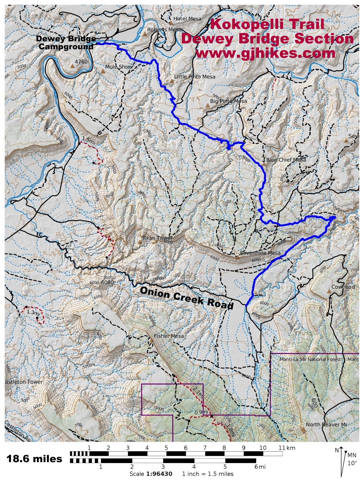 gjhikes.com: Kokopelli - Dewey Bridge Section