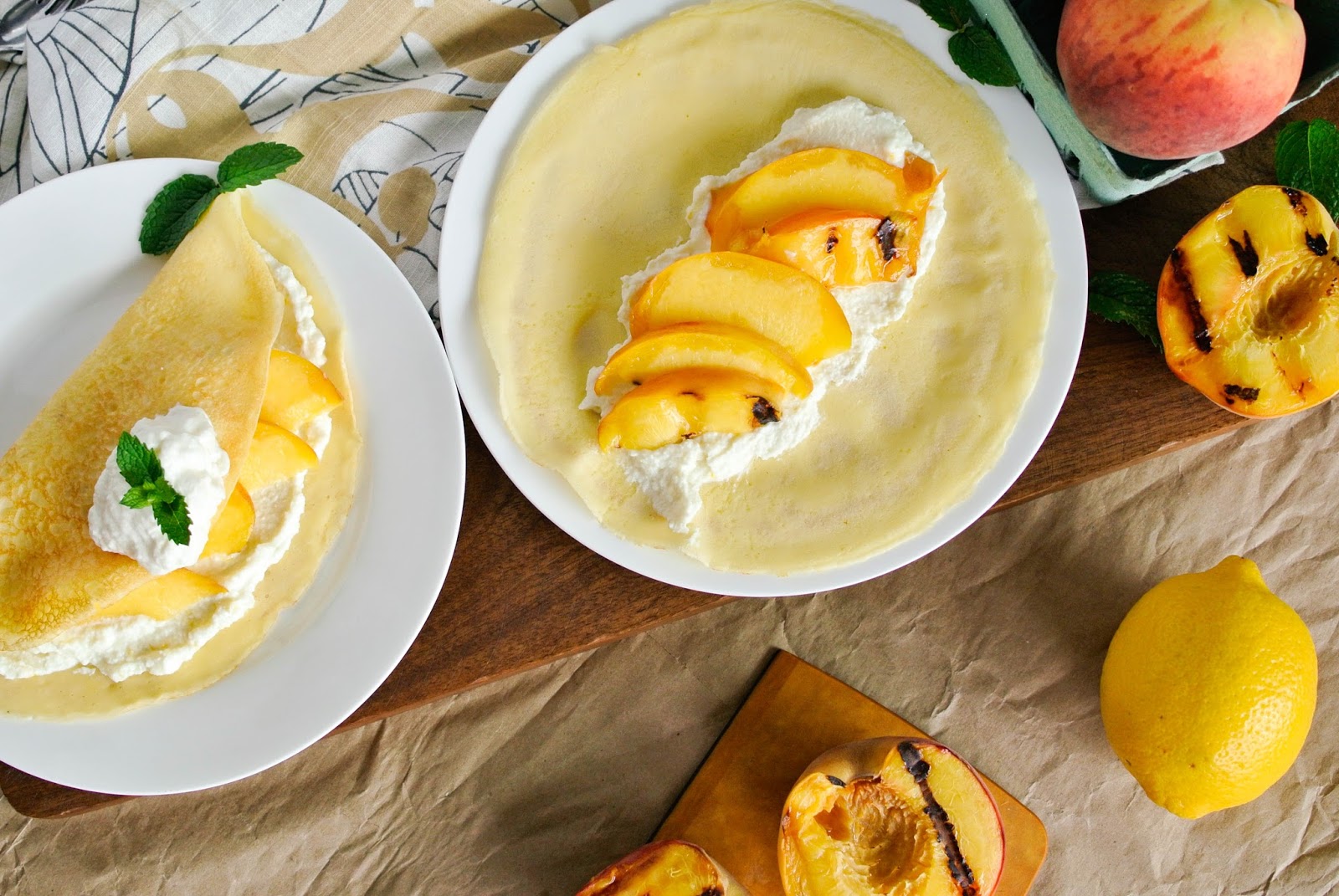 Ginger Rose: Grilled Peach & Ricotta Crepes with Bourbon Whipped Cream ...