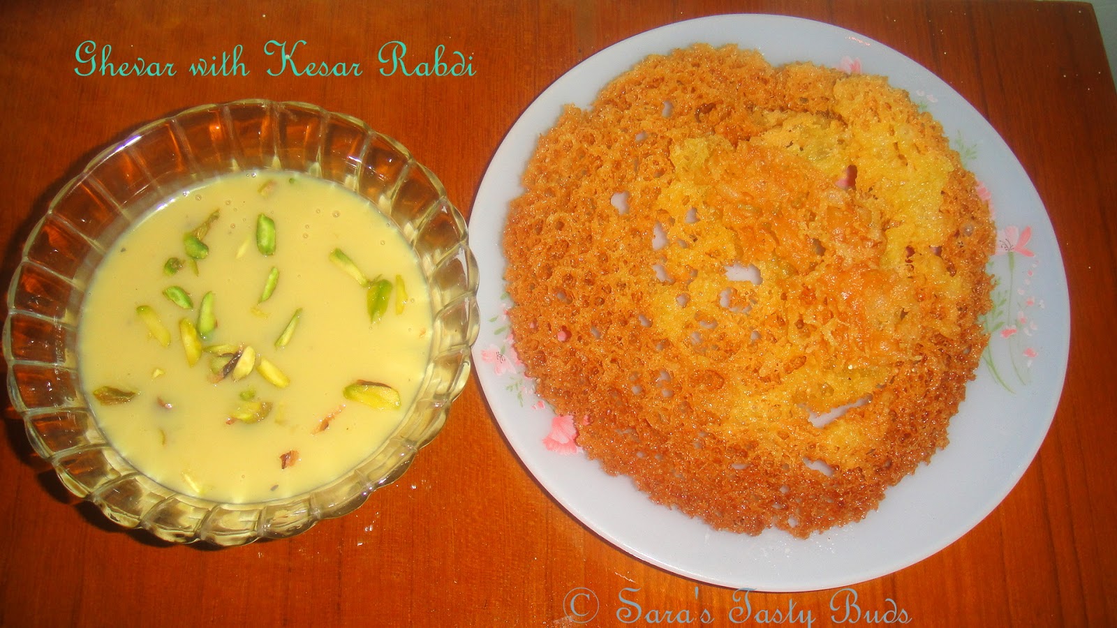 SARA'S TASTY BUDS: 500th post on Rajasthani Ghevar with Kesar Rabdi