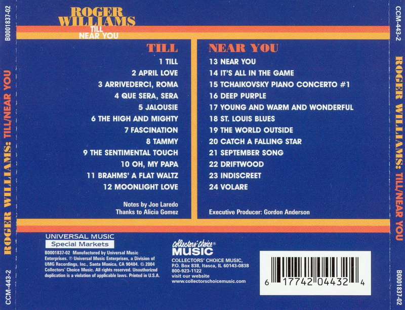 ENTRE MUSICA: ROGER WILLIAMS - Till + Near You (1958 & 1959)