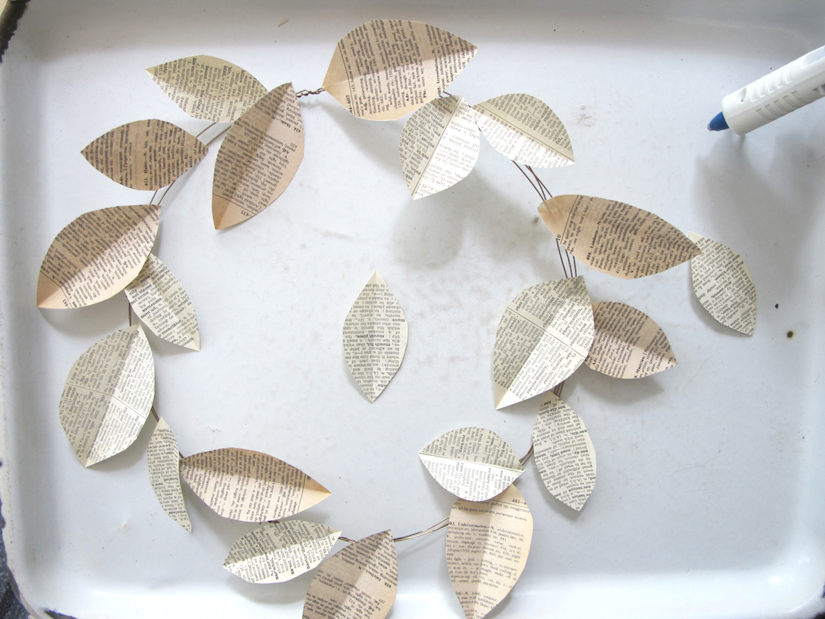 Create a fresh and modern DIY wreath using paper from old books - Paper ...