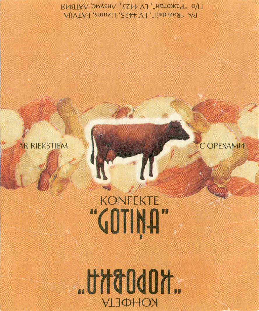 Konfektes 'Gotiņa' etiķešu kolekcija: P/s Ražotāji