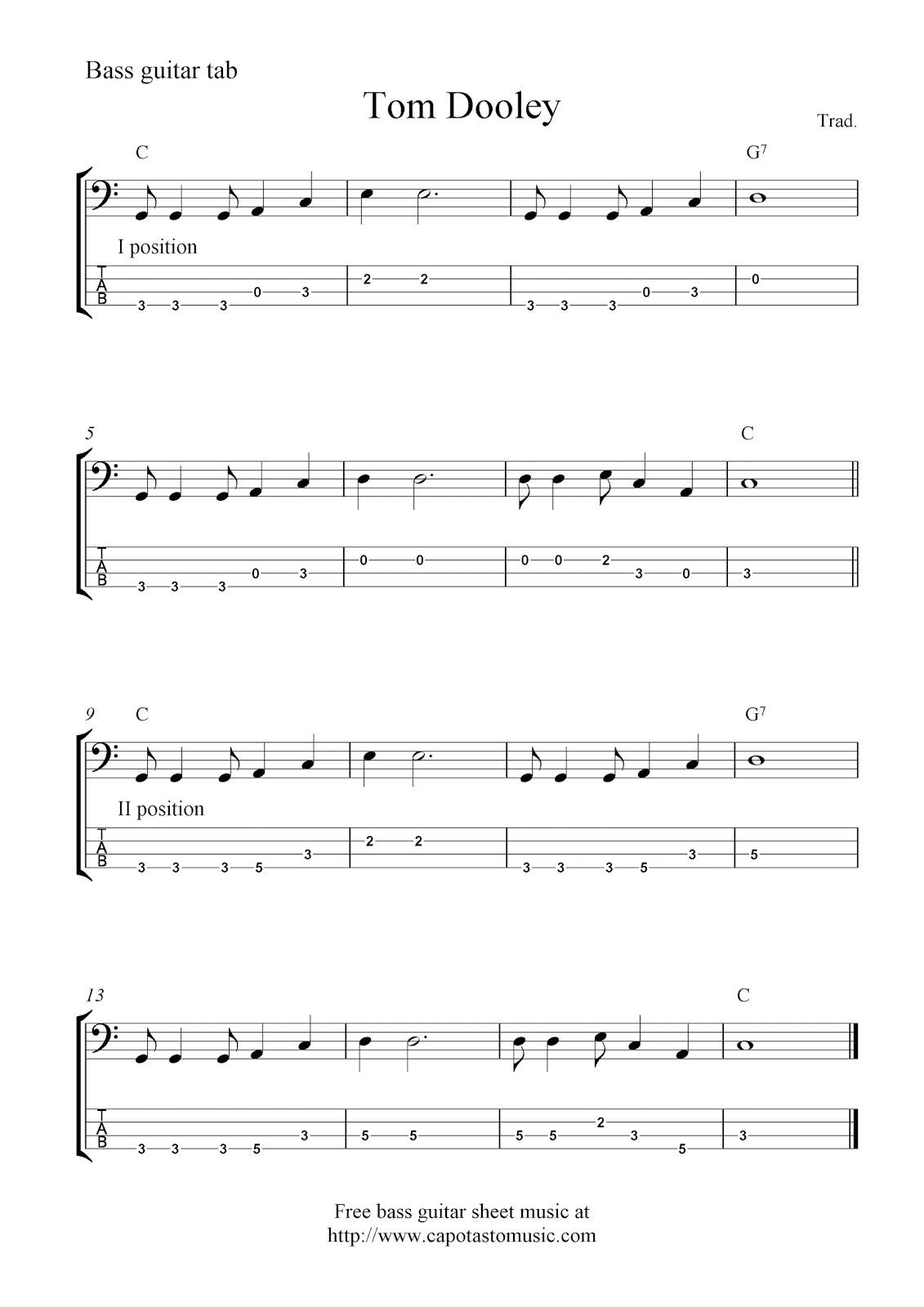 Tom Dooley Guitar Chords