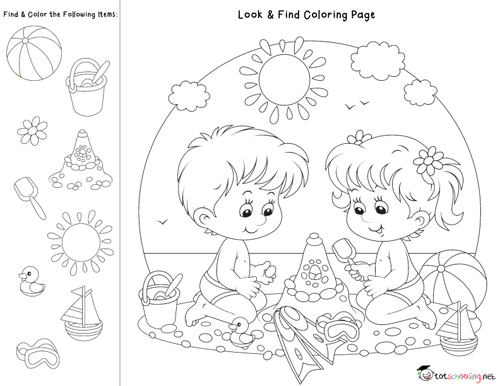 Look Coloring Pages Find Printable Totschooling Activities Hidden Kids ...