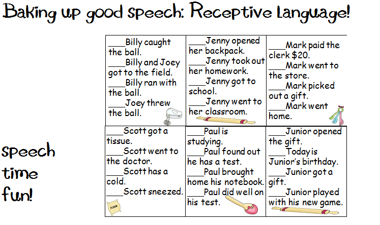 Baking Up Good Speech: Receptive & Expressive Language Packets! - Speech Time Fun: Speech and Language Activities Baking Up Good Speech: Receptive & Expressive Language Packets! - Speech Time Fun: Speech and Language Activities
