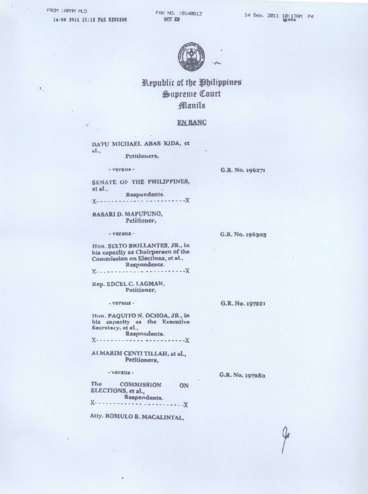 LaRuY LaRuY SiNtA: TEMPORARY RESTRAINING ORDER - HOLDS ARMM OFFICER IN ...